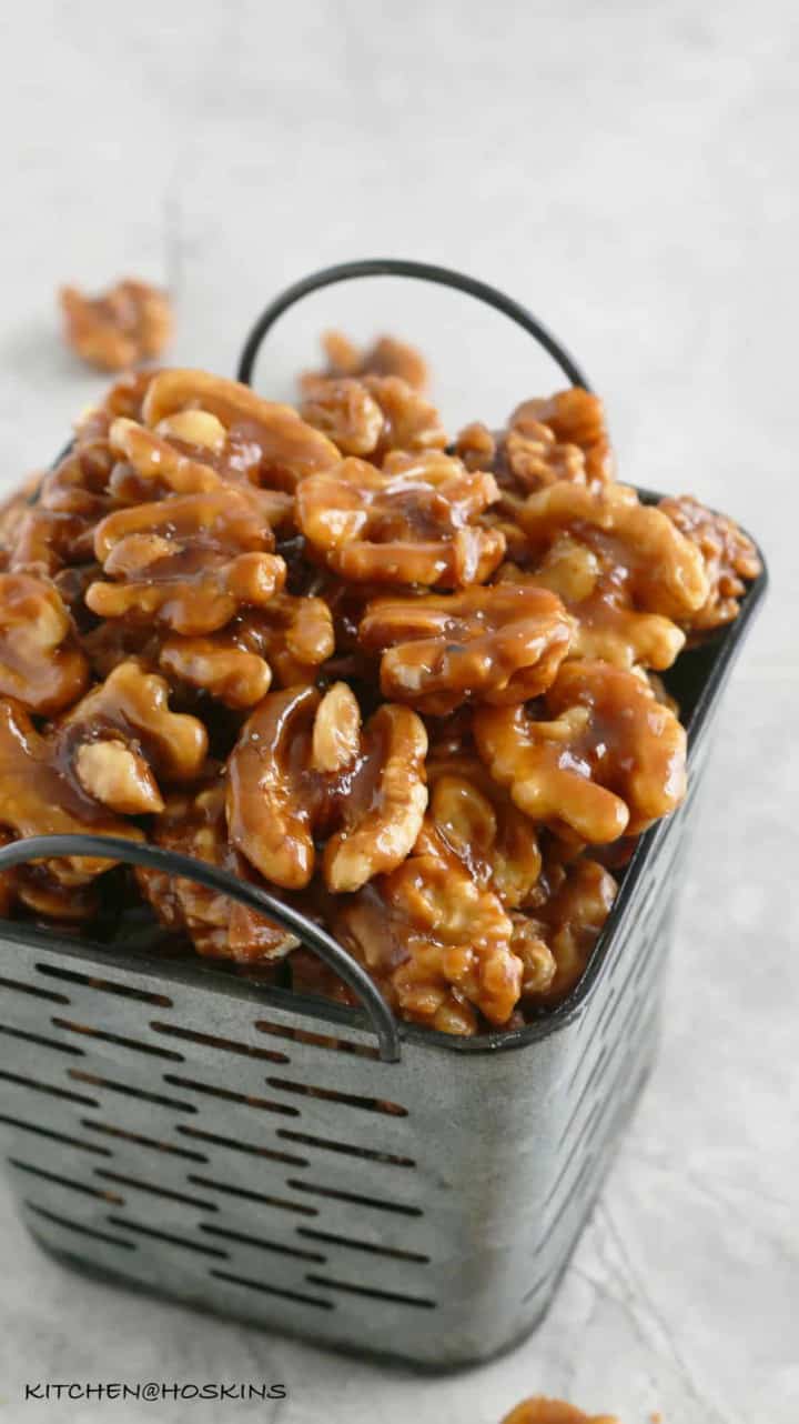 5 minute Caramel Walnuts (Super easy and Addictive)