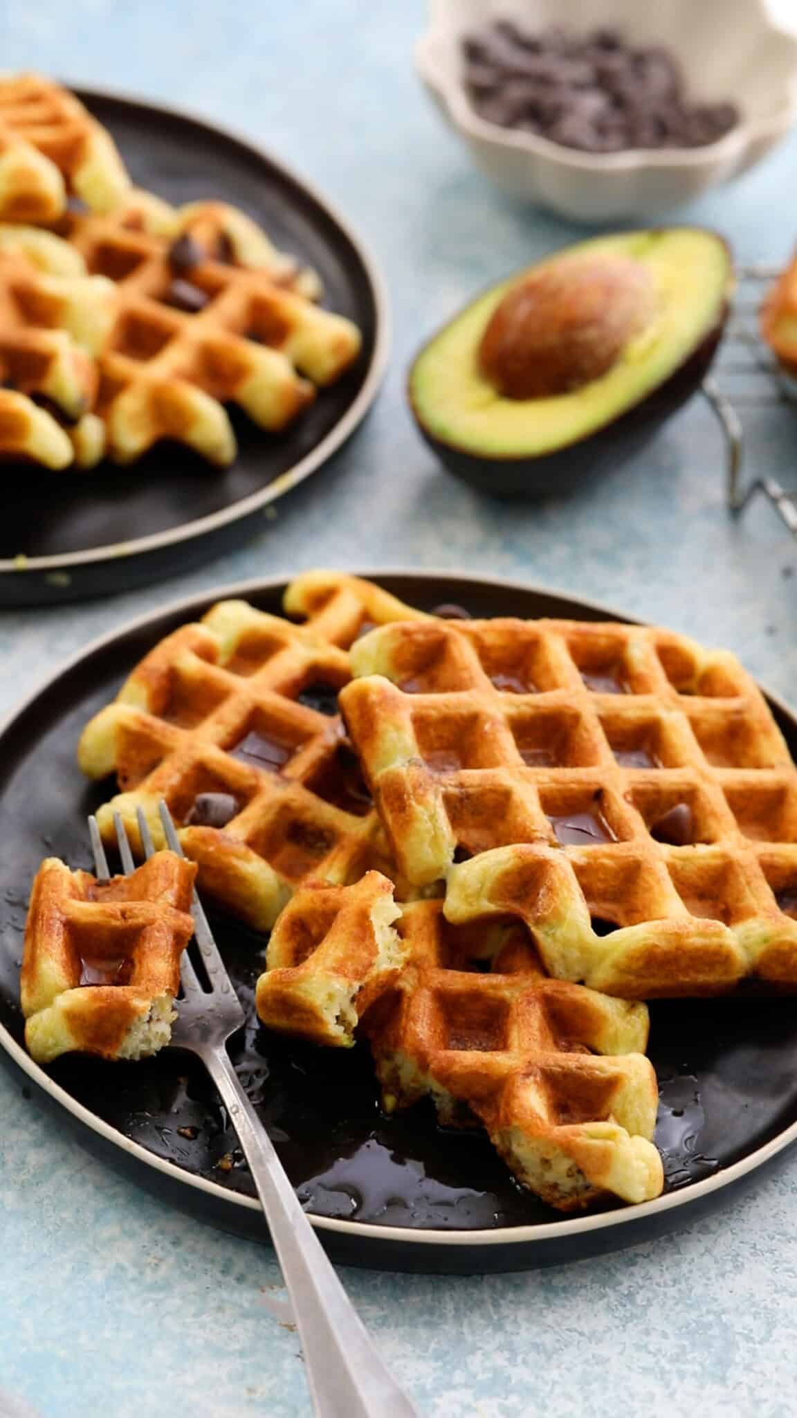 Avocado Waffles with Chocolate Chips | Kitchen At Hoskins