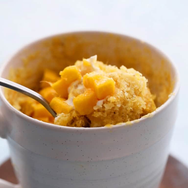 Mango Mug Cake {The Best} | Kitchen at Hoskins